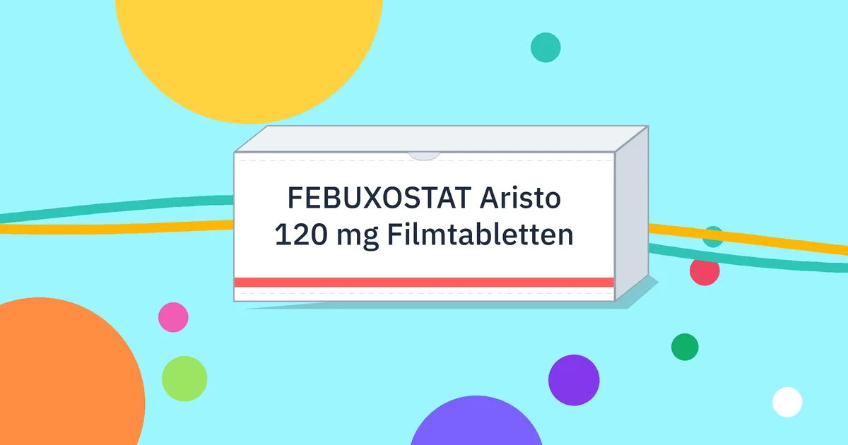 Symbolbild: Packung mit der Aufschrift FEBUXOSTAT Aristo 120 mg Filmtabletten (PZN 14447130) – Verfügbarkeit und Bezug in Apotheken in Frankfurt am Main