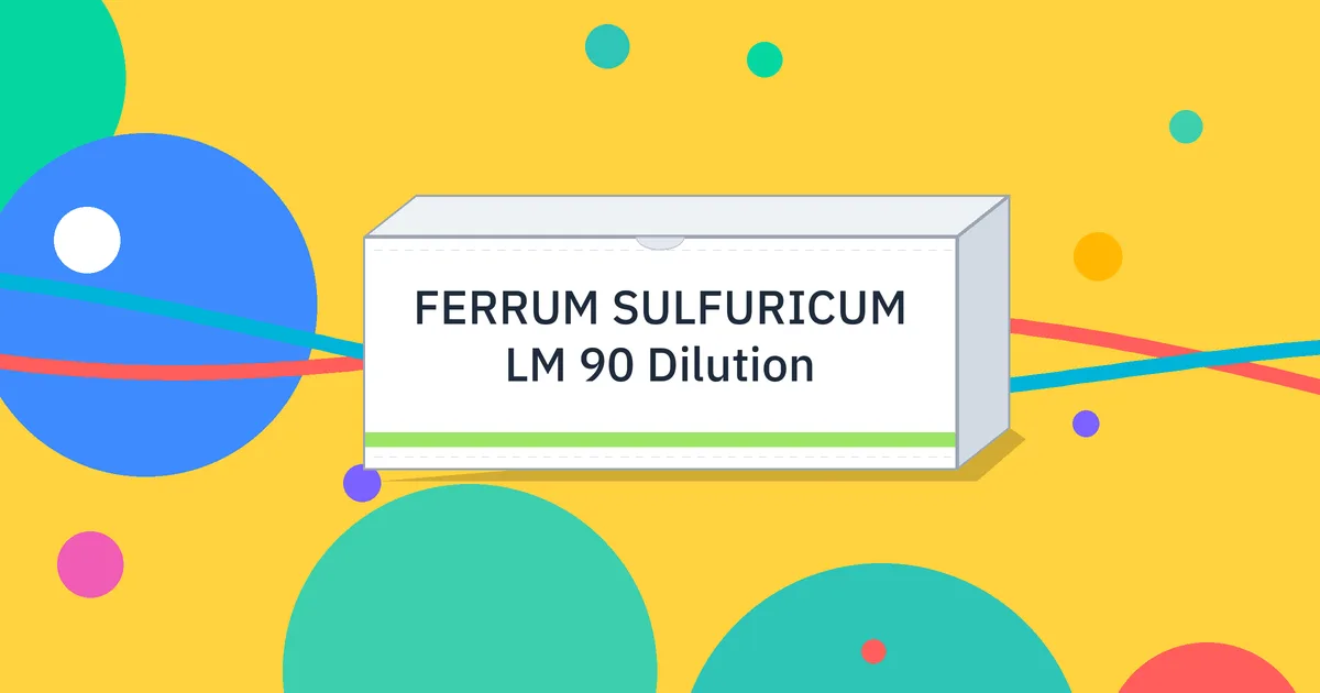 Symbolbild: Packung mit der Aufschrift FERRUM SULFURICUM LM 90 Dilution (PZN 12853788) – Verfügbarkeit und Bezug in Apotheken in Frankfurt am Main