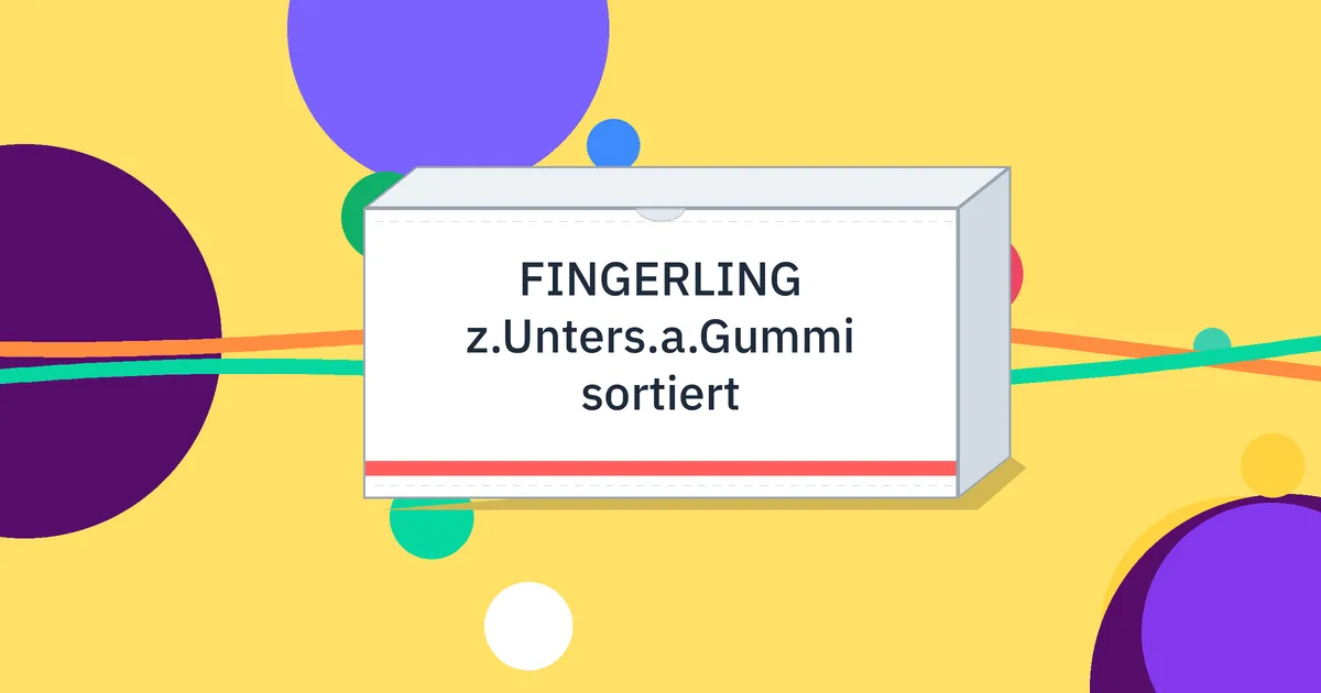 Symbolbild: Packung mit der Aufschrift FINGERLING z.Unters.a.Gummi sortiert (PZN 01726555) – Verfügbarkeit und Bezug in Apotheken in Frankfurt am Main