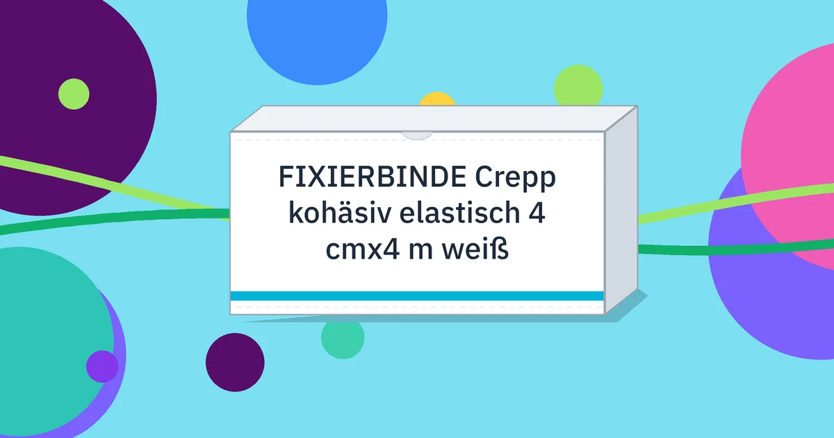 Symbolbild: Packung mit der Aufschrift FIXIERBINDE Crepp kohäsiv elastisch 4 cmx4 m weiß (PZN 04794652) – Verfügbarkeit und Bezug in Apotheken in Frankfurt am Main