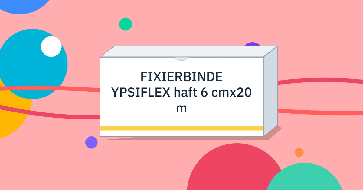 Symbolbild: Packung mit der Aufschrift FIXIERBINDE YPSIFLEX haft 6 cmx20 m (PZN 06321455) – Verfügbarkeit und Bezug in Apotheken in Frankfurt am Main