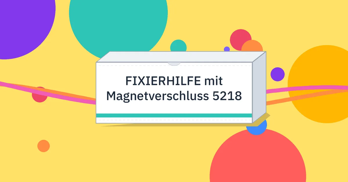 Symbolbild: Packung mit der Aufschrift FIXIERHILFE mit Magnetverschluss 5218 (PZN 05111218) – Verfügbarkeit und Bezug in Apotheken in Frankfurt am Main