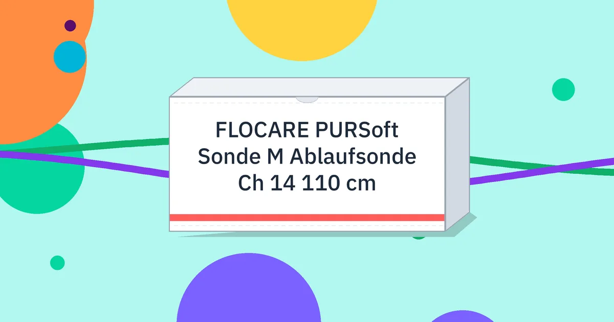 Symbolbild: Packung mit der Aufschrift FLOCARE PURSoft Sonde M Ablaufsonde Ch 14 110 cm (PZN 09782263) – Verfügbarkeit und Bezug in Apotheken in Frankfurt am Main
