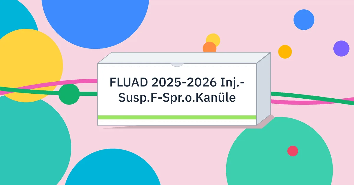 Symbolbild: Packung mit der Aufschrift FLUAD 2025-2026 Inj.-Susp.F-Spr.o.Kanüle (PZN 19626593) – Verfügbarkeit und Bezug in Apotheken in Frankfurt am Main