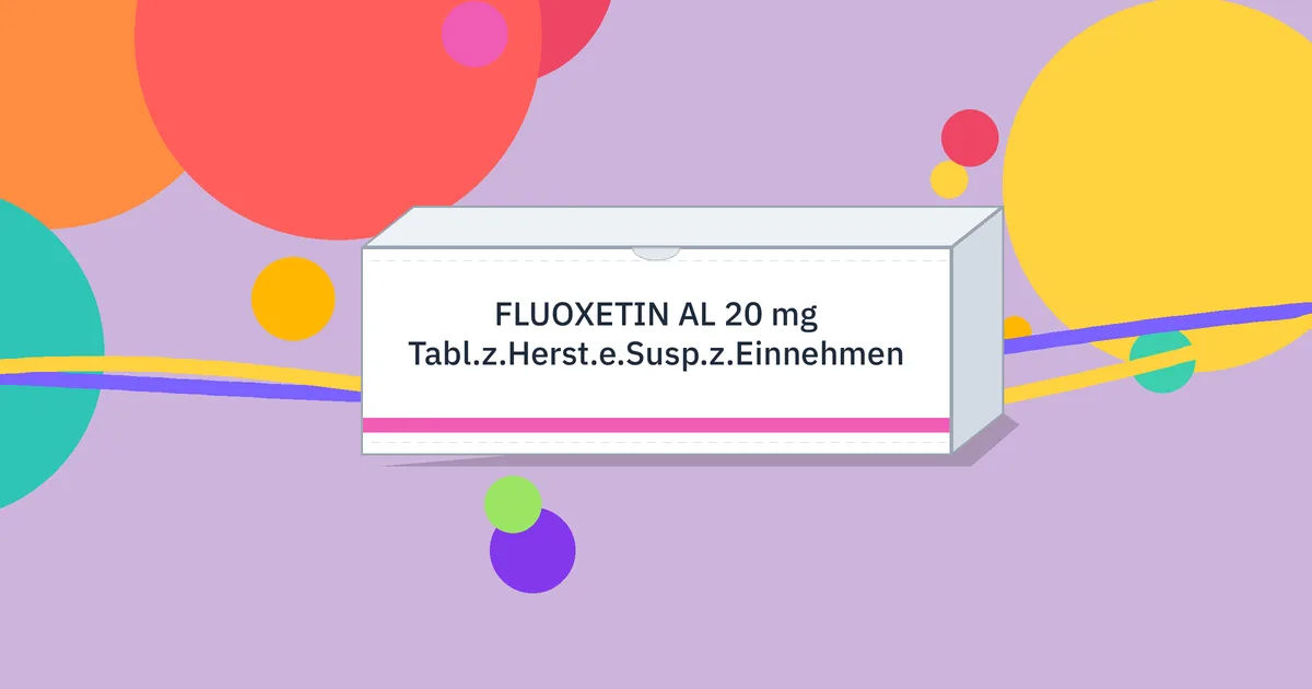 Symbolbild: Packung mit der Aufschrift FLUOXETIN AL 20 mg Tabl.z.Herst.e.Susp.z.Einnehmen (PZN 01252005) – Verfügbarkeit und Bezug in Apotheken in Frankfurt am Main