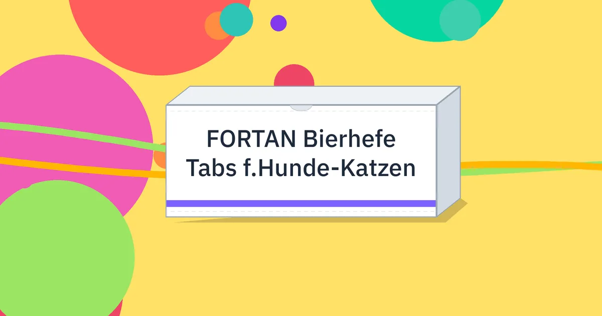 Symbolbild: Packung mit der Aufschrift FORTAN Bierhefe Tabs f.Hunde-Katzen (PZN 14237906) – Verfügbarkeit und Bezug in Apotheken in Frankfurt am Main