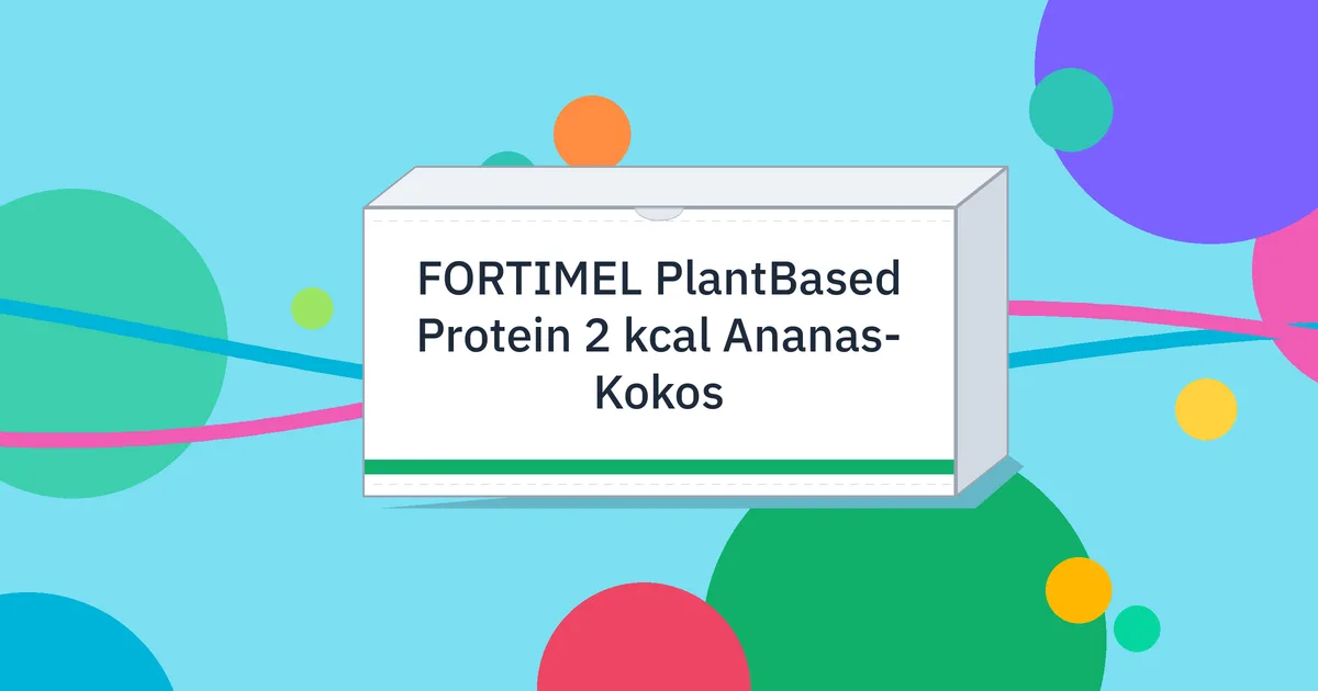 Symbolbild: Packung mit der Aufschrift FORTIMEL PlantBased Protein 2 kcal Ananas-Kokos (PZN 20055262) – Verfügbarkeit und Bezug in Apotheken in Frankfurt am Main
