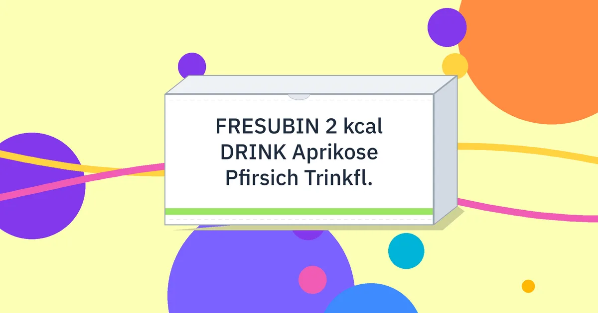 Symbolbild: Packung mit der Aufschrift FRESUBIN 2 kcal DRINK Aprikose Pfirsich Trinkfl. (PZN 20191195) – Verfügbarkeit und Bezug in Apotheken in Frankfurt am Main