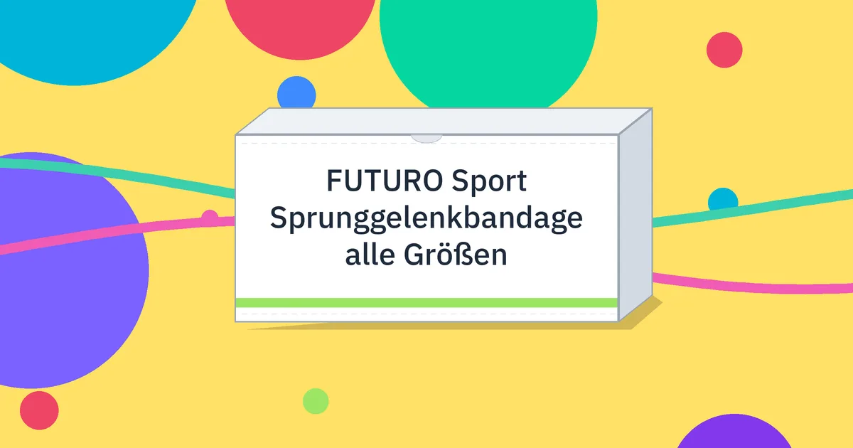 Symbolbild: Packung mit der Aufschrift FUTURO Sport Sprunggelenkbandage alle Größen (PZN 04536482) – Verfügbarkeit und Bezug in Apotheken in Frankfurt am Main