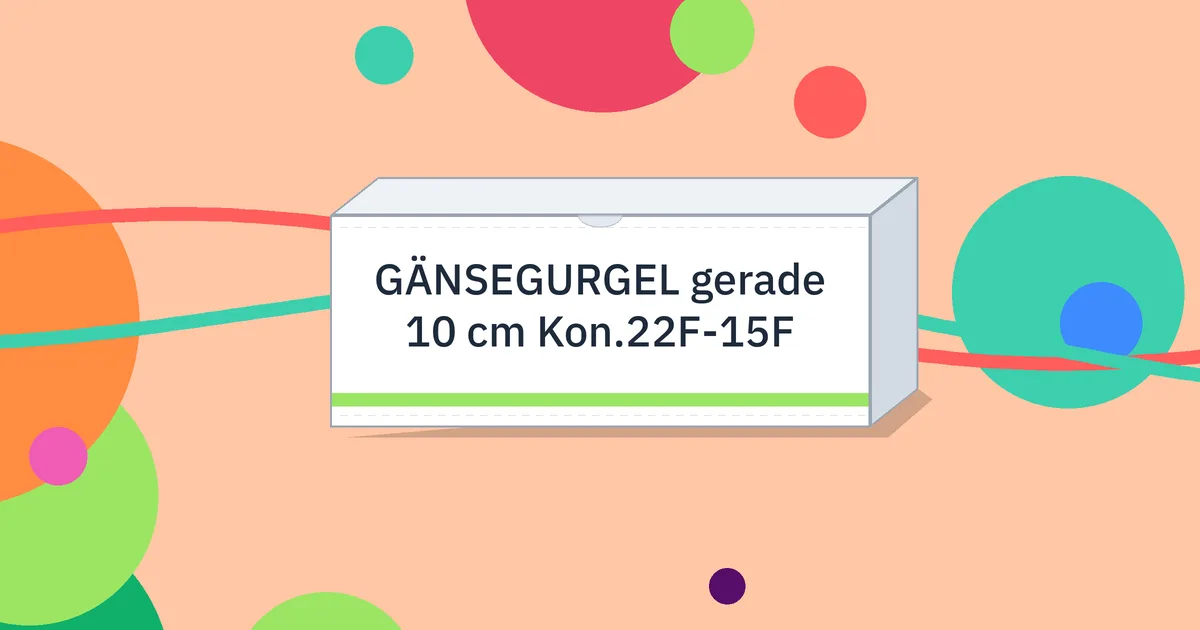Symbolbild: Packung mit der Aufschrift GÄNSEGURGEL gerade 10 cm Kon.22F-15F (PZN 01179484) – Verfügbarkeit und Bezug in Apotheken in Frankfurt am Main
