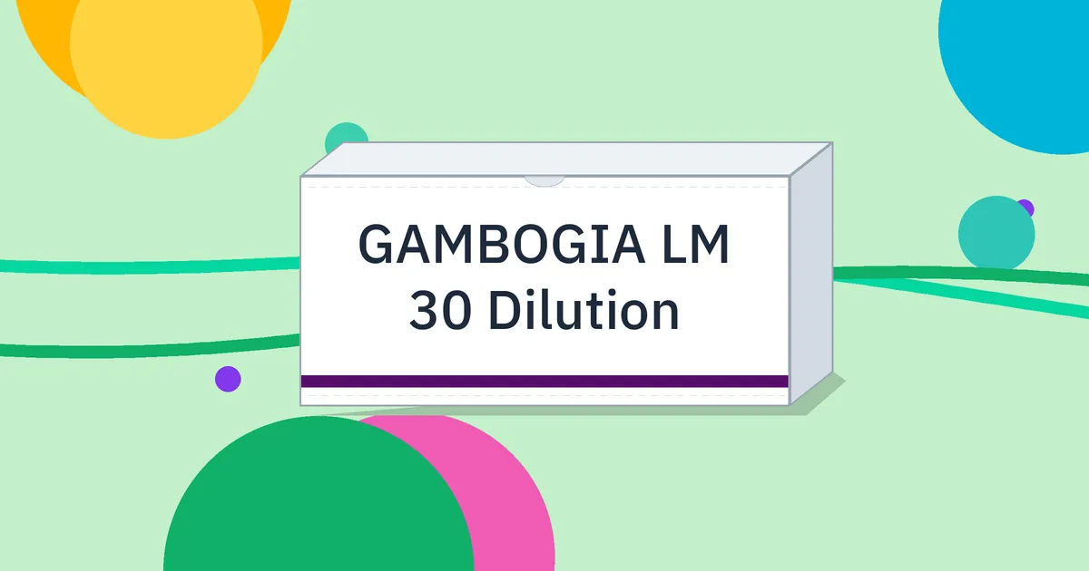 Symbolbild: Packung mit der Aufschrift GAMBOGIA LM 30 Dilution (PZN 13498728) – Verfügbarkeit und Bezug in Apotheken in Frankfurt am Main