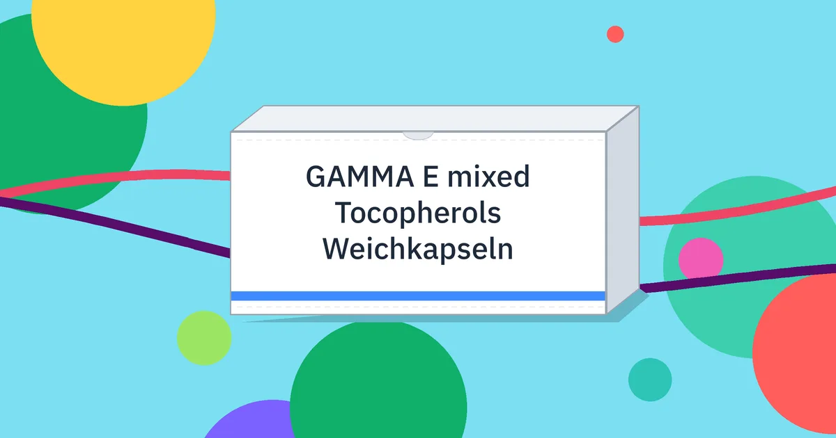 Symbolbild: Packung mit der Aufschrift GAMMA E mixed Tocopherols Weichkapseln (PZN 19740550) – Verfügbarkeit und Bezug in Apotheken in Frankfurt am Main