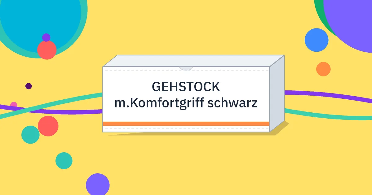 Symbolbild: Packung mit der Aufschrift GEHSTOCK m.Komfortgriff schwarz (PZN 10074821) – Verfügbarkeit und Bezug in Apotheken in Frankfurt am Main