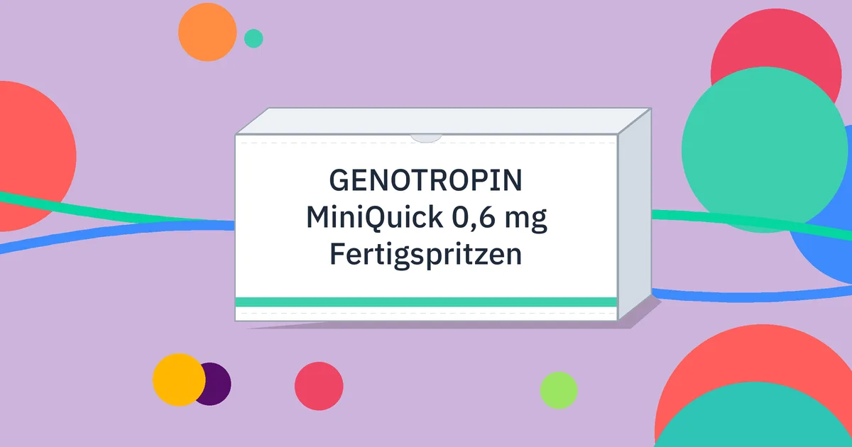 Symbolbild: Packung mit der Aufschrift GENOTROPIN MiniQuick 0,6 mg Fertigspritzen (PZN 02833218) – Verfügbarkeit und Bezug in Apotheken in Frankfurt am Main