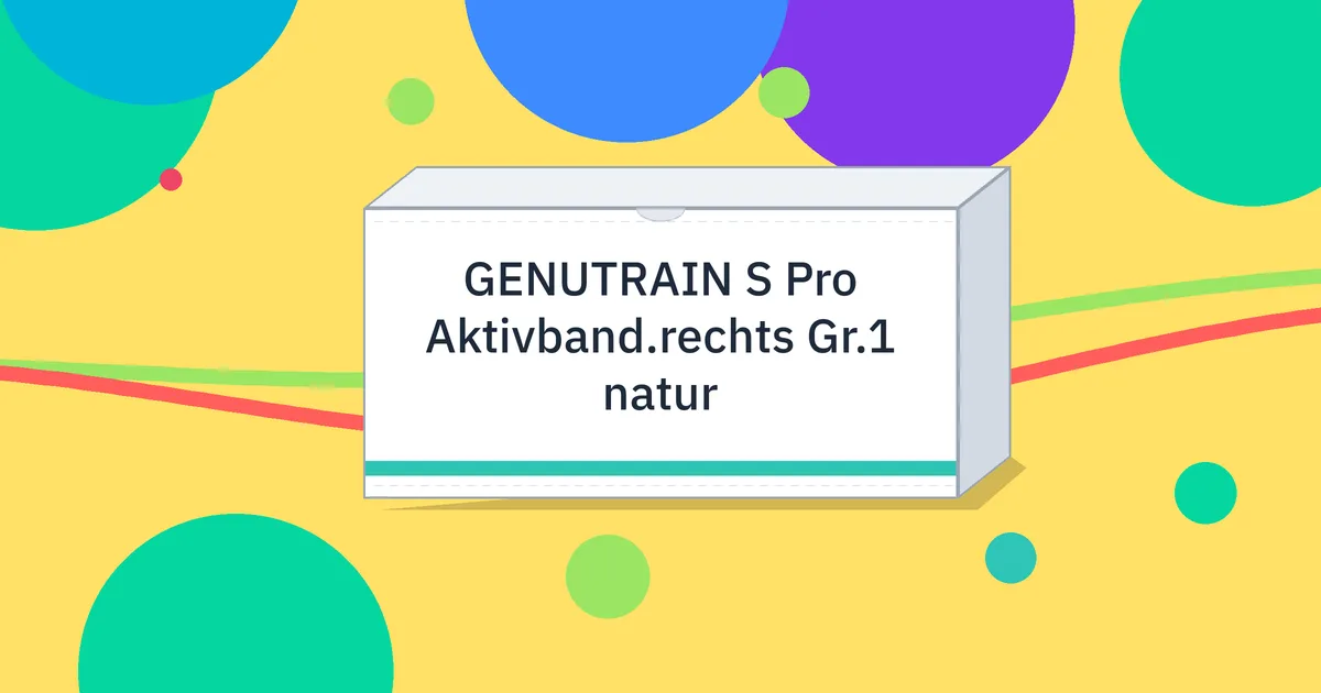 Symbolbild: Packung mit der Aufschrift GENUTRAIN S Pro Aktivband.rechts Gr.1 natur (PZN 09336948) – Verfügbarkeit und Bezug in Apotheken in Frankfurt am Main