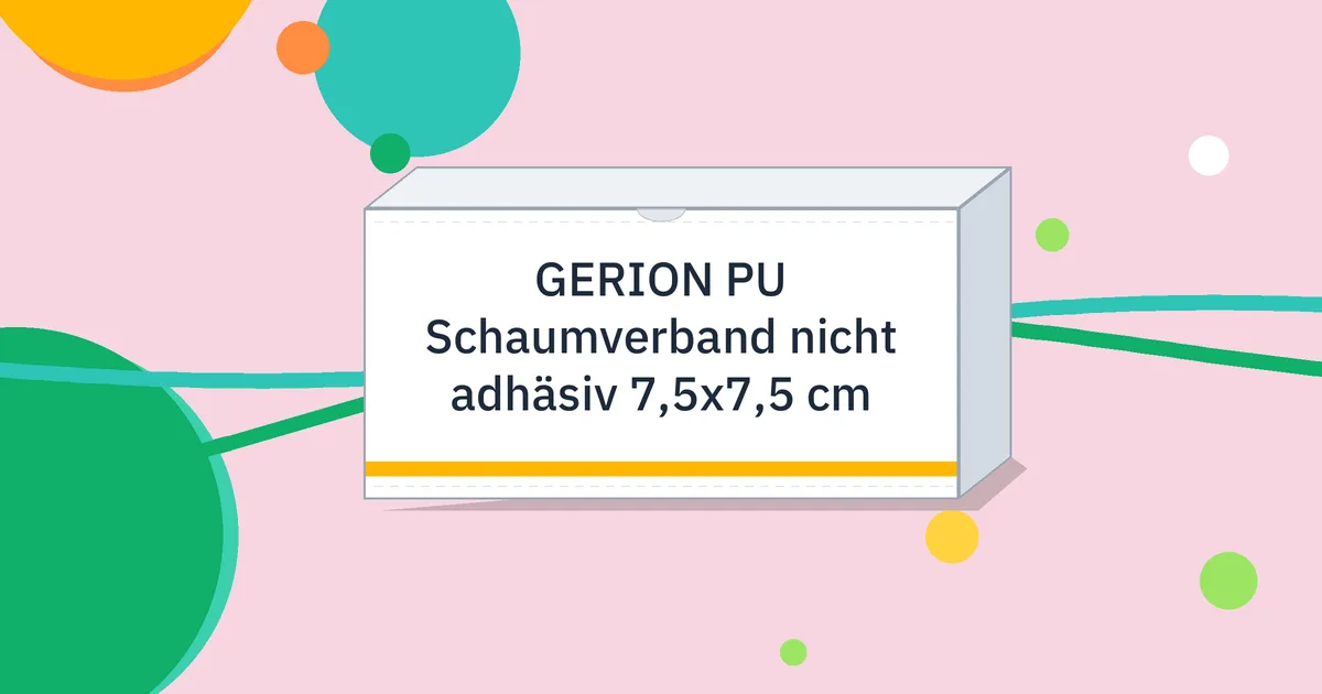 Symbolbild: Packung mit der Aufschrift GERION PU Schaumverband nicht adhäsiv 7,5x7,5 cm (PZN 19359784) – Verfügbarkeit und Bezug in Apotheken in Frankfurt am Main