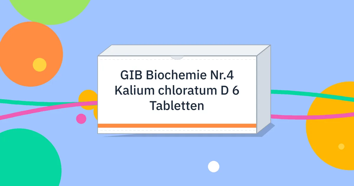 Symbolbild: Packung mit der Aufschrift GIB Biochemie Nr.4 Kalium chloratum D 6 Tabletten (PZN 08481246) – Verfügbarkeit und Bezug in Apotheken in Frankfurt am Main