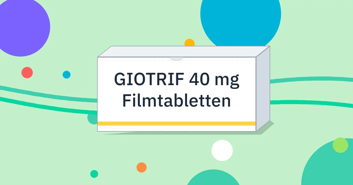 Symbolbild: Packung mit der Aufschrift GIOTRIF 40 mg Filmtabletten (PZN 17626726) – Verfügbarkeit und Bezug in Apotheken in Frankfurt am Main