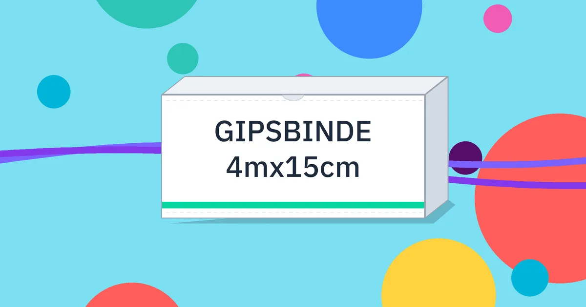 Symbolbild: Packung mit der Aufschrift GIPSBINDE 4mx15cm (PZN 01721322) – Verfügbarkeit und Bezug in Apotheken in Frankfurt am Main