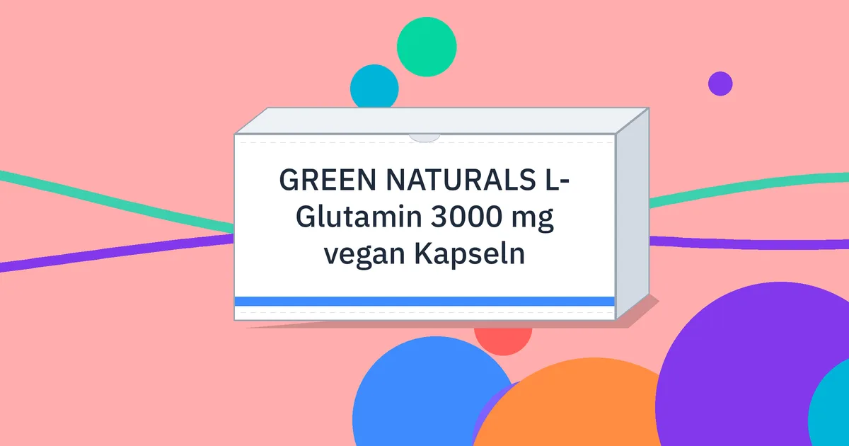 Symbolbild: Packung mit der Aufschrift GREEN NATURALS L-Glutamin 3000 mg vegan Kapseln (PZN 19973900) – Verfügbarkeit und Bezug in Apotheken in Frankfurt am Main