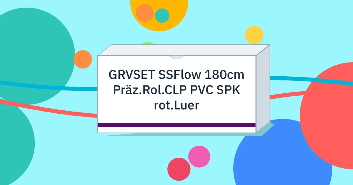 Symbolbild: Packung mit der Aufschrift GRVSET SSFlow 180cm Präz.Rol.CLP PVC SPK rot.Luer (PZN 17898092) – Verfügbarkeit und Bezug in Apotheken in Frankfurt am Main