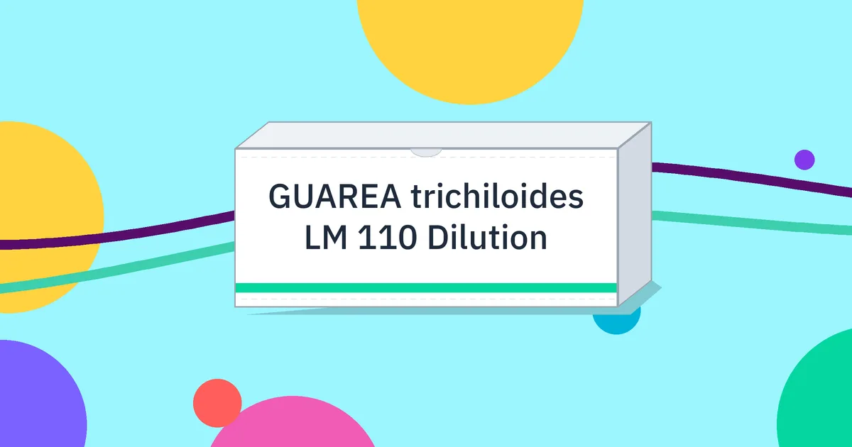 Symbolbild: Packung mit der Aufschrift GUAREA trichiloides LM 110 Dilution (PZN 13548716) – Verfügbarkeit und Bezug in Apotheken in Frankfurt am Main