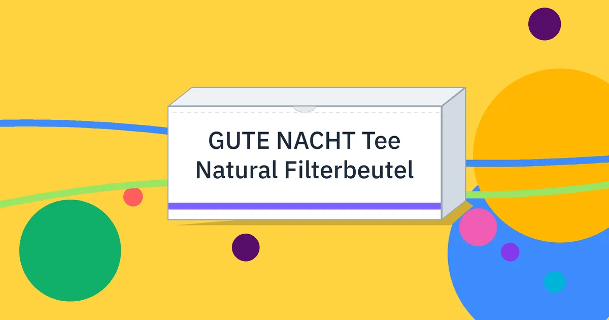Symbolbild: Packung mit der Aufschrift GUTE NACHT Tee Natural Filterbeutel (PZN 19155165) – Verfügbarkeit und Bezug in Apotheken in Frankfurt am Main