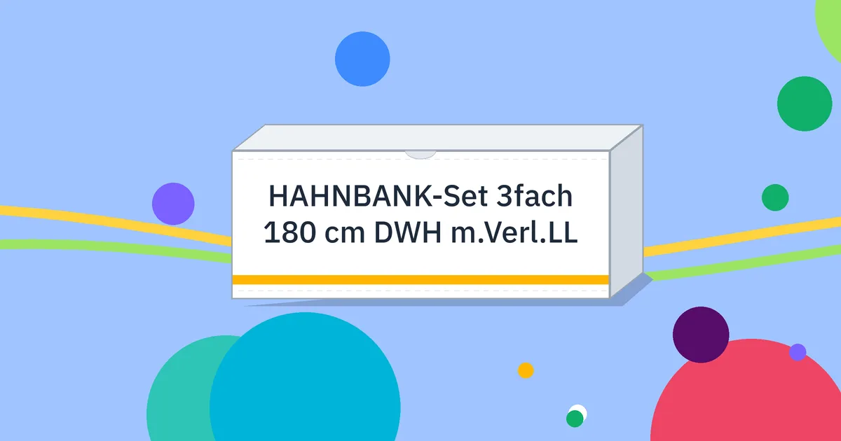 Symbolbild: Packung mit der Aufschrift HAHNBANK-Set 3fach 180 cm DWH m.Verl.LL (PZN 17487615) – Verfügbarkeit und Bezug in Apotheken in Frankfurt am Main