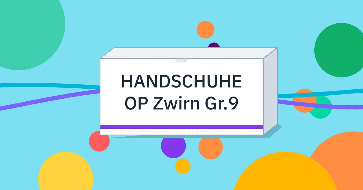 Symbolbild: Packung mit der Aufschrift HANDSCHUHE OP Zwirn Gr.9 (PZN 01727891) – Verfügbarkeit und Bezug in Apotheken in Frankfurt am Main