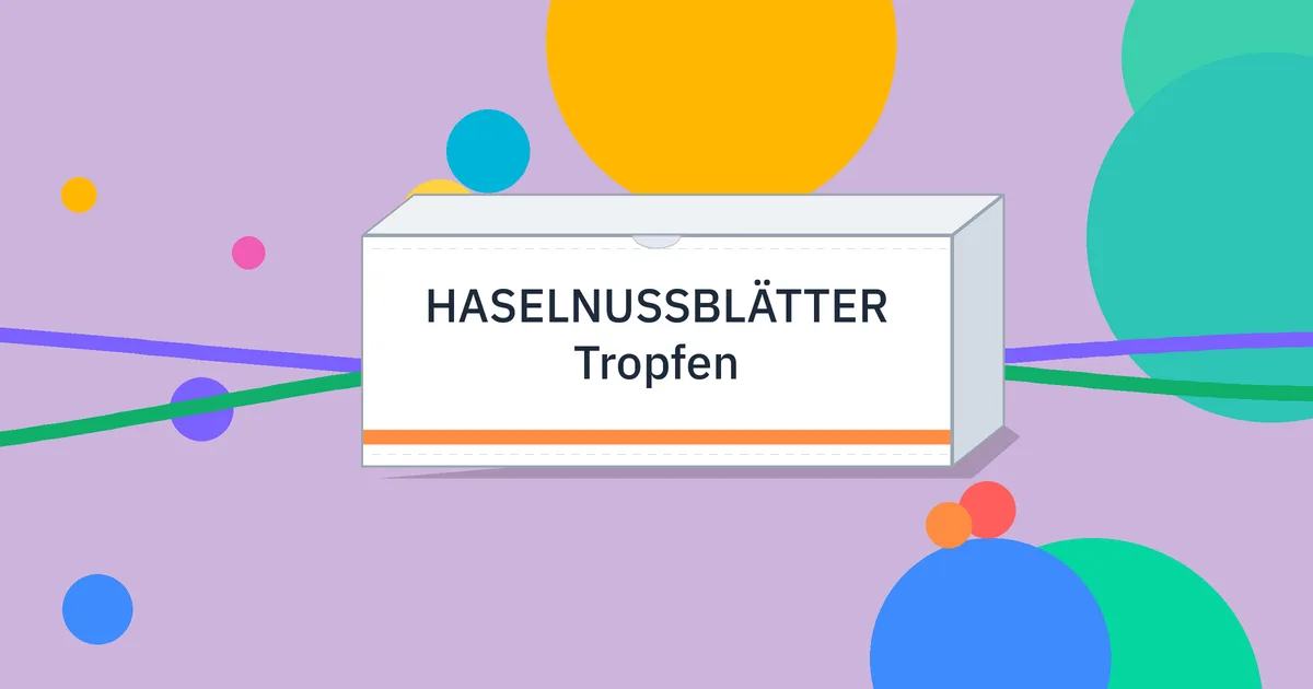 Symbolbild: Packung mit der Aufschrift HASELNUSSBLÄTTER Tropfen (PZN 17555185) – Verfügbarkeit und Bezug in Apotheken in Frankfurt am Main