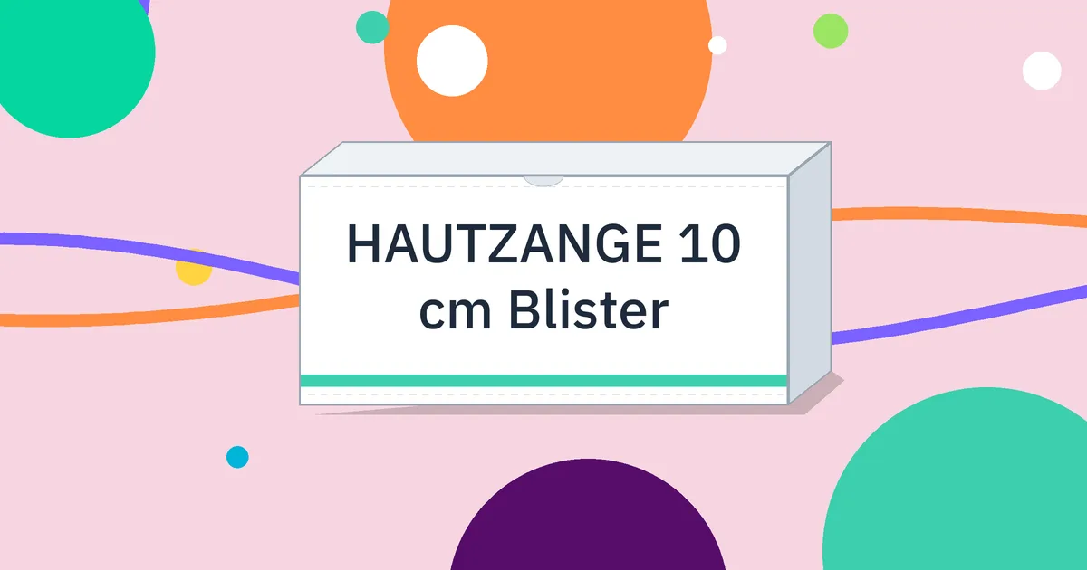 Symbolbild: Packung mit der Aufschrift HAUTZANGE 10 cm Blister (PZN 01573695) – Verfügbarkeit und Bezug in Apotheken in Frankfurt am Main