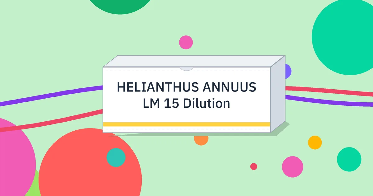 Symbolbild: Packung mit der Aufschrift HELIANTHUS ANNUUS LM 15 Dilution (PZN 12885825) – Verfügbarkeit und Bezug in Apotheken in Frankfurt am Main