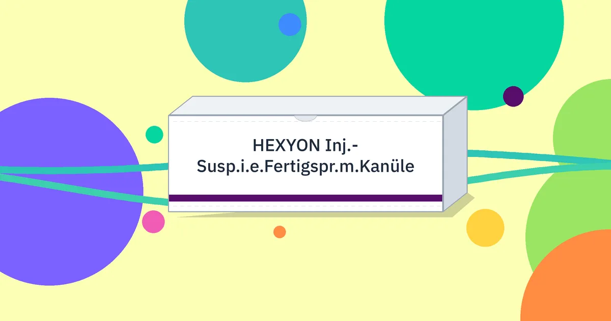 Symbolbild: Packung mit der Aufschrift HEXYON Inj.-Susp.i.e.Fertigspr.m.Kanüle (PZN 18273684) – Verfügbarkeit und Bezug in Apotheken in Frankfurt am Main