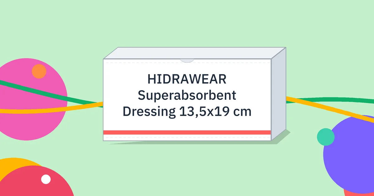 Symbolbild: Packung mit der Aufschrift HIDRAWEAR Superabsorbent Dressing 13,5x19 cm (PZN 19539411) – Verfügbarkeit und Bezug in Apotheken in Frankfurt am Main