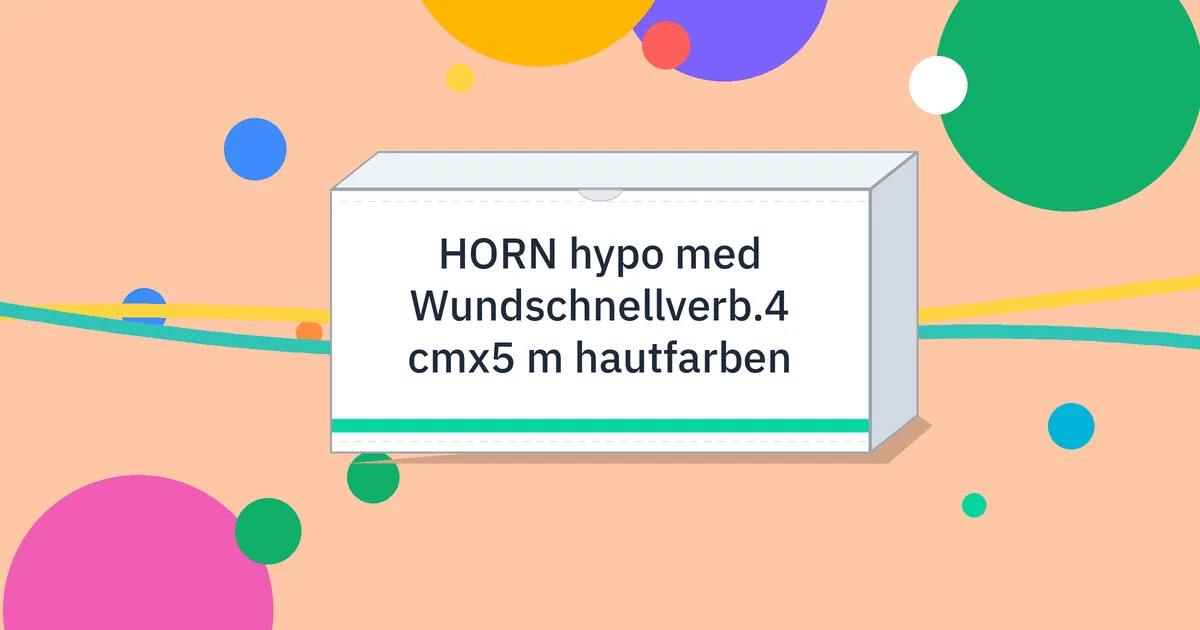 Symbolbild: Packung mit der Aufschrift HORN hypo med Wundschnellverb.4 cmx5 m hautfarben (PZN 03981702) – Verfügbarkeit und Bezug in Apotheken in Frankfurt am Main