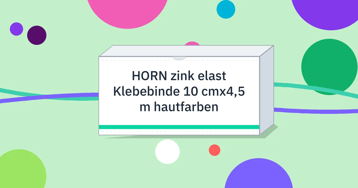 Symbolbild: Packung mit der Aufschrift HORN zink elast Klebebinde 10 cmx4,5 m hautfarben (PZN 04680718) – Verfügbarkeit und Bezug in Apotheken in Frankfurt am Main