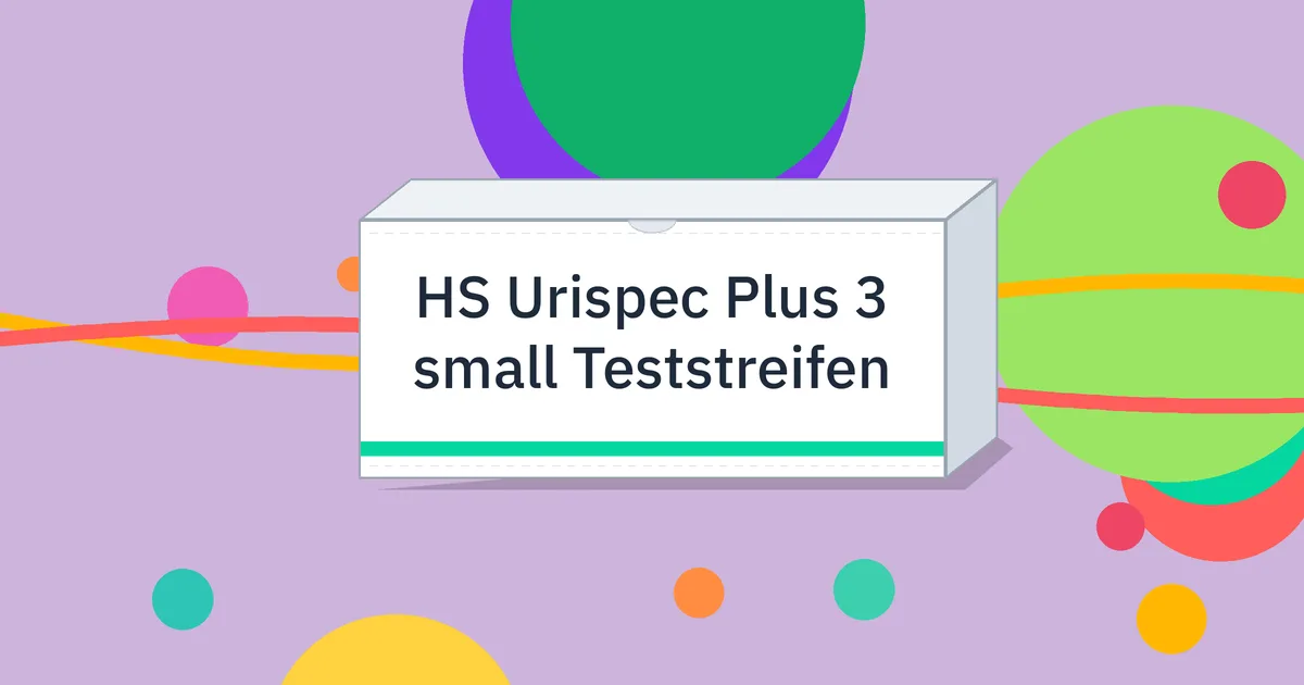 Symbolbild: Packung mit der Aufschrift HS Urispec Plus 3 small Teststreifen (PZN 19053111) – Verfügbarkeit und Bezug in Apotheken in Frankfurt am Main