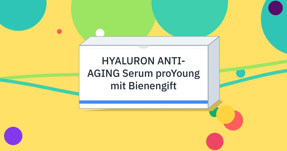 Symbolbild: Packung mit der Aufschrift HYALURON ANTI-AGING Serum proYoung mit Bienengift (PZN 19187343) – Verfügbarkeit und Bezug in Apotheken in Frankfurt am Main