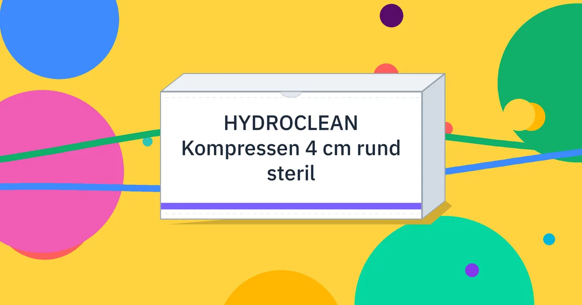 Symbolbild: Packung mit der Aufschrift HYDROCLEAN Kompressen 4 cm rund steril (PZN 00127404) – Verfügbarkeit und Bezug in Apotheken in Frankfurt am Main