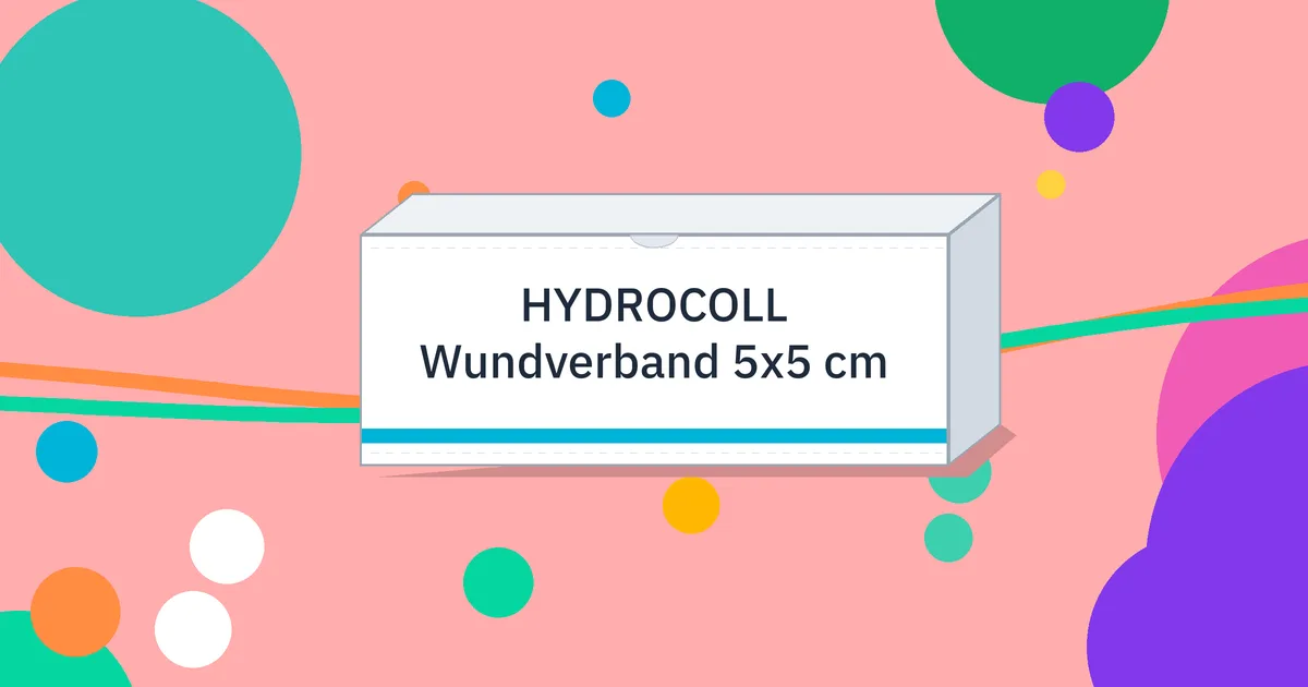 Symbolbild: Packung mit der Aufschrift HYDROCOLL Wundverband 5x5 cm (PZN 00861914) – Verfügbarkeit und Bezug in Apotheken in Frankfurt am Main