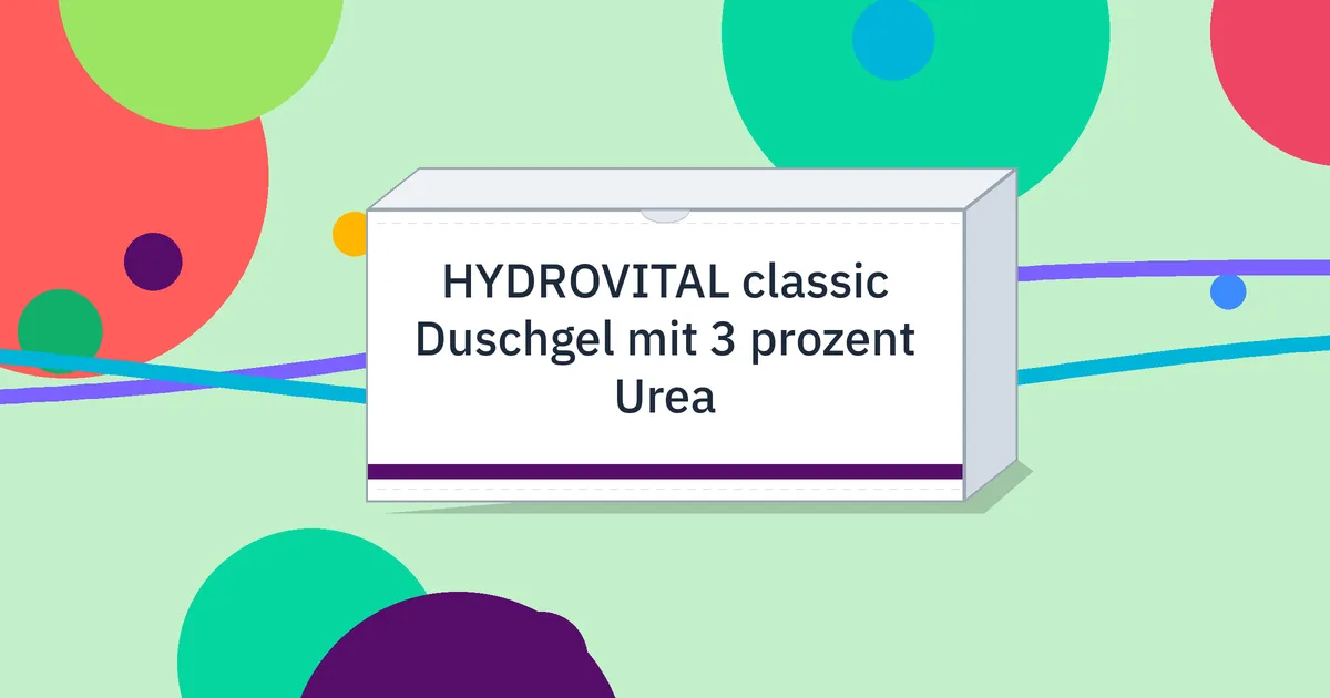 Symbolbild: Packung mit der Aufschrift HYDROVITAL classic Duschgel mit 3 prozent Urea (PZN 14322782) – Verfügbarkeit und Bezug in Apotheken in Frankfurt am Main