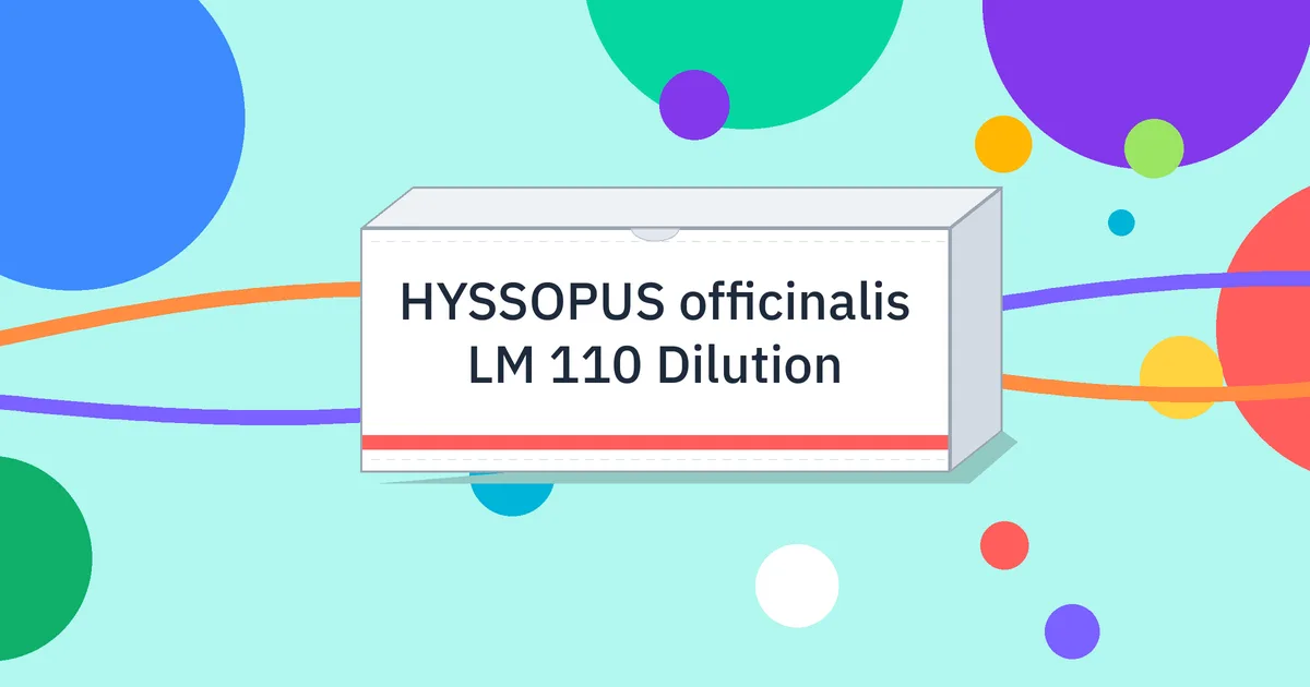 Symbolbild: Packung mit der Aufschrift HYSSOPUS officinalis LM 110 Dilution (PZN 13558465) – Verfügbarkeit und Bezug in Apotheken in Frankfurt am Main