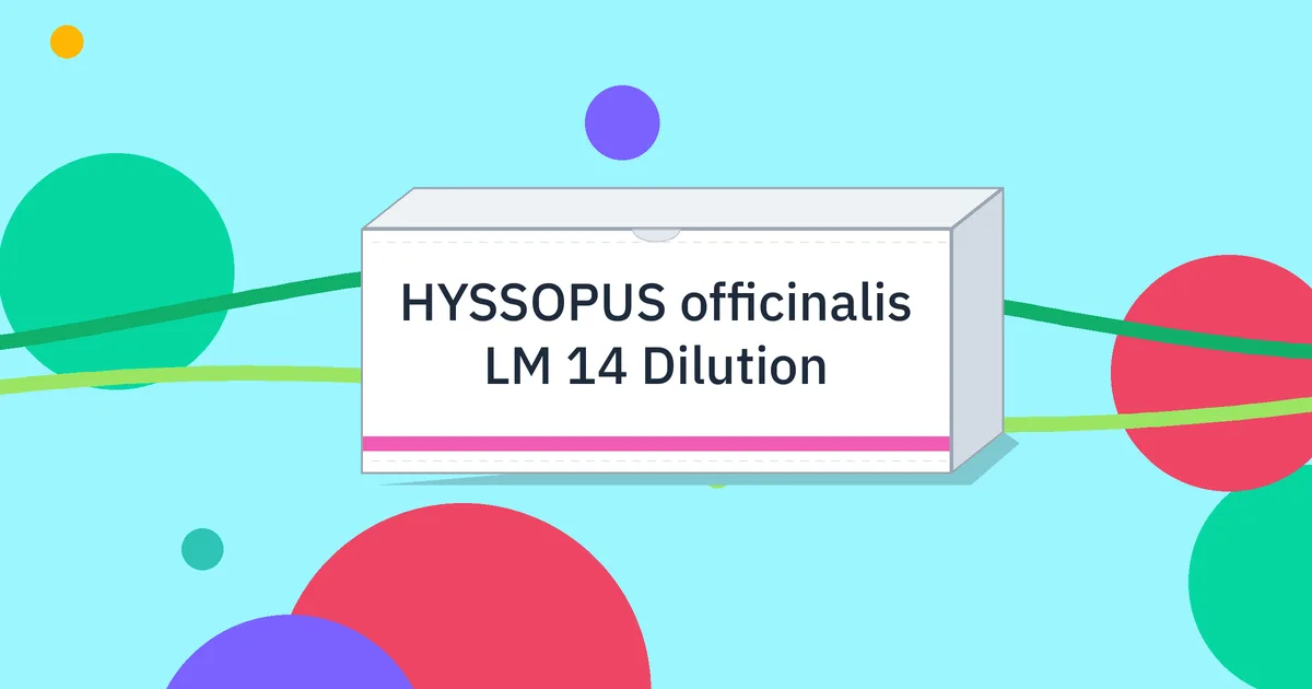 Symbolbild: Packung mit der Aufschrift HYSSOPUS officinalis LM 14 Dilution (PZN 13558198) – Verfügbarkeit und Bezug in Apotheken in Frankfurt am Main