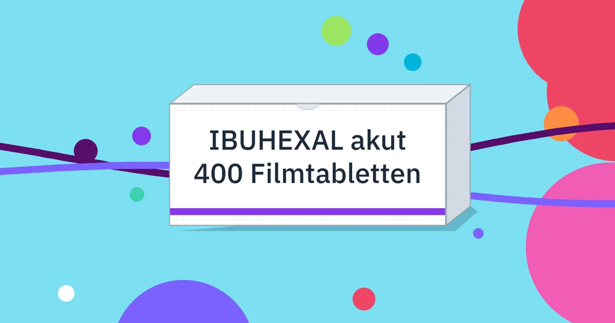 Symbolbild: Packung mit der Aufschrift IBUHEXAL akut 400 Filmtabletten (PZN 00068972) – Verfügbarkeit und Bezug in Apotheken in Frankfurt am Main