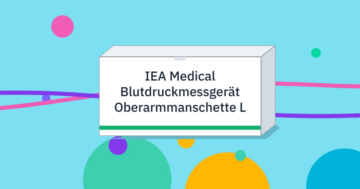 Symbolbild: Packung mit der Aufschrift IEA Medical Blutdruckmessgerät Oberarmmanschette L (PZN 20636013) – Verfügbarkeit und Bezug in Apotheken in Frankfurt am Main