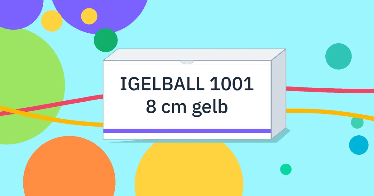 Symbolbild: Packung mit der Aufschrift IGELBALL 1001 8 cm gelb (PZN 03300777) – Verfügbarkeit und Bezug in Apotheken in Frankfurt am Main