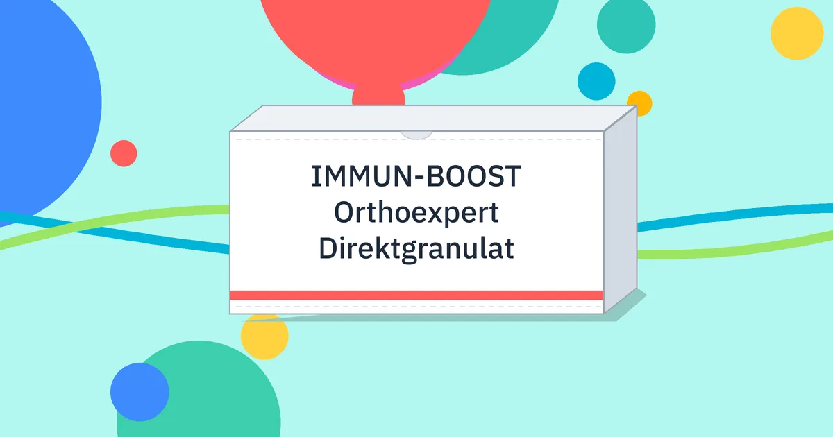 Symbolbild: Packung mit der Aufschrift IMMUN-BOOST Orthoexpert Direktgranulat (PZN 06910602) – Verfügbarkeit und Bezug in Apotheken in Frankfurt am Main