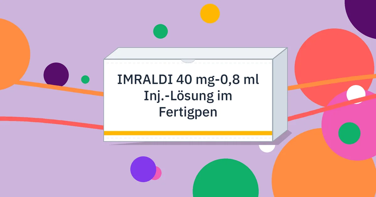 Symbolbild: Packung mit der Aufschrift IMRALDI 40 mg-0,8 ml Inj.-Lösung im Fertigpen (PZN 15371469) – Verfügbarkeit und Bezug in Apotheken in Frankfurt am Main