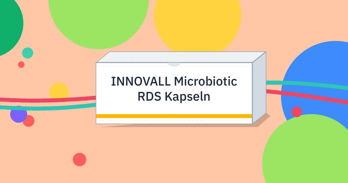 Symbolbild: Packung mit der Aufschrift INNOVALL Microbiotic RDS Kapseln (PZN 12428039) – Verfügbarkeit und Bezug in Apotheken in Frankfurt am Main