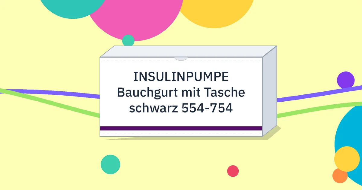 Symbolbild: Packung mit der Aufschrift INSULINPUMPE Bauchgurt mit Tasche schwarz 554-754 (PZN 10356181) – Verfügbarkeit und Bezug in Apotheken in Frankfurt am Main